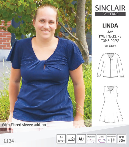 Linda twist neckline knit top and dress (PDF sewing pattern) - Sinclair ...