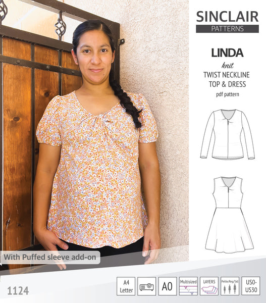 Linda twist neckline knit top and dress (PDF sewing pattern) - Sinclair ...