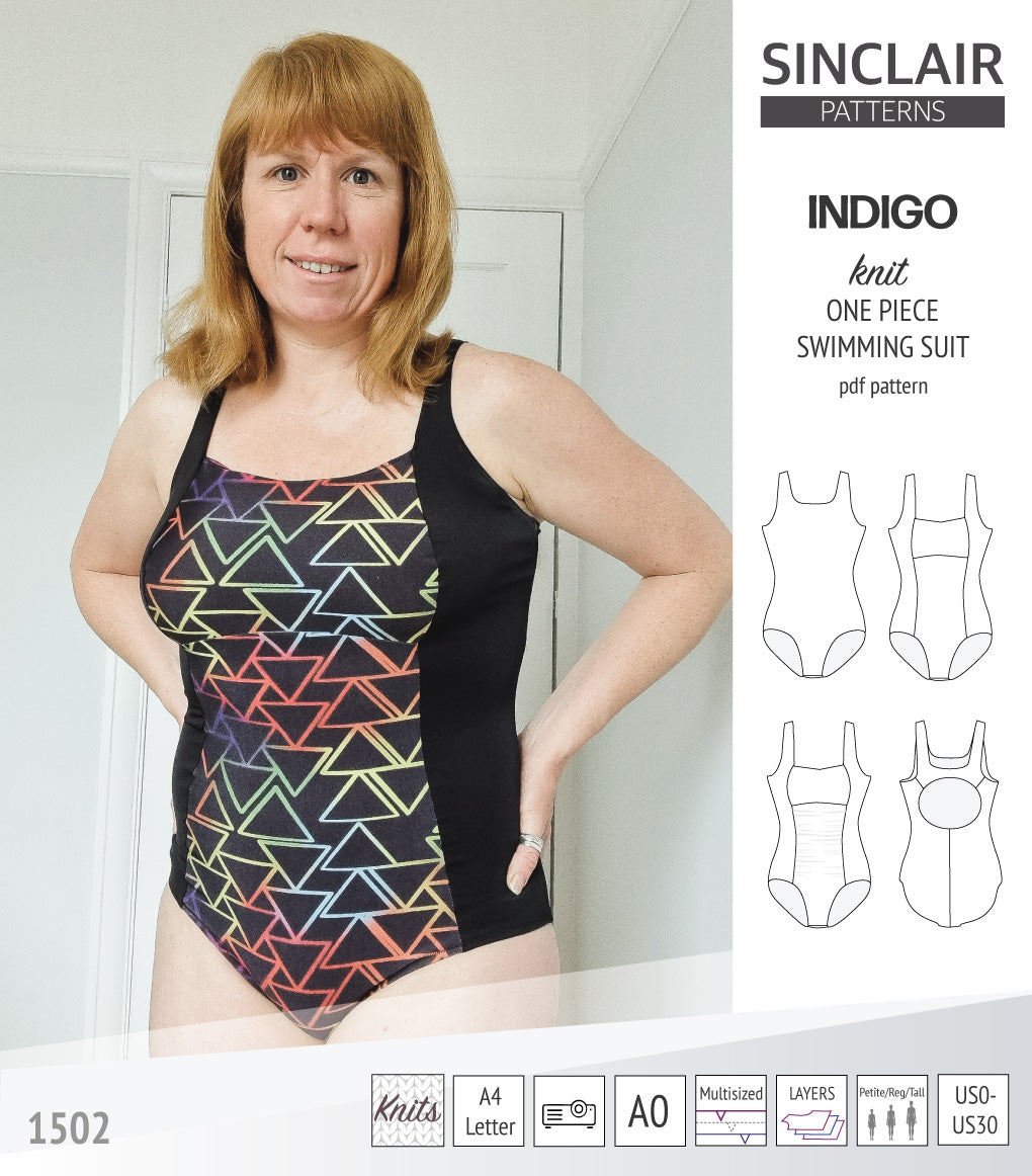 Indigo one piece swimming suit with a keyhole back and ruched front ...