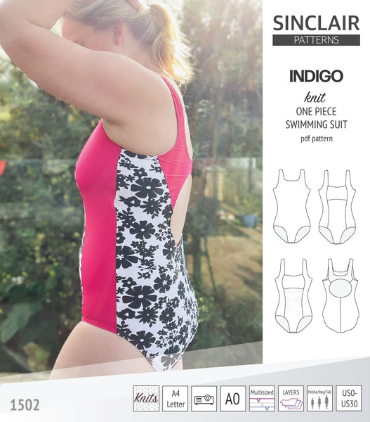 Indigo one piece swimming suit with a keyhole back and ruched front ...