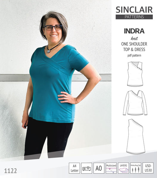 Indra one shoulder knit top (PDF sewing pattern) - Sinclair Patterns