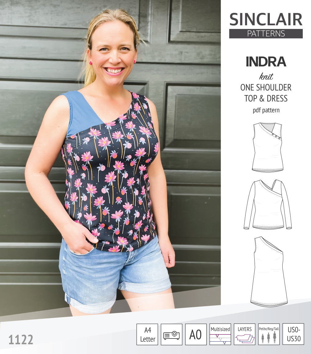Indra one shoulder knit top (PDF sewing pattern) – Sinclair Patterns