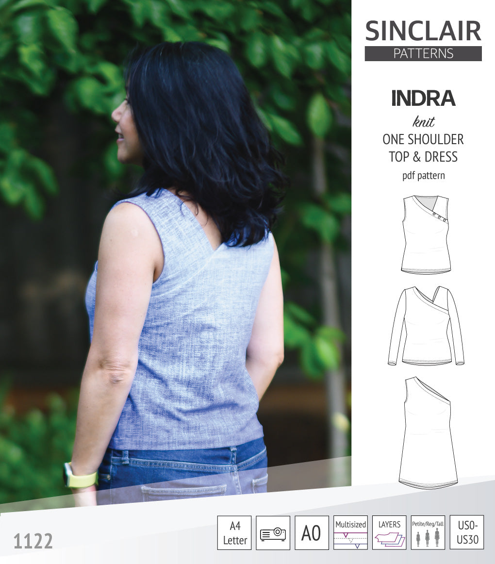 Indra one shoulder knit top (PDF sewing pattern) – Sinclair Patterns