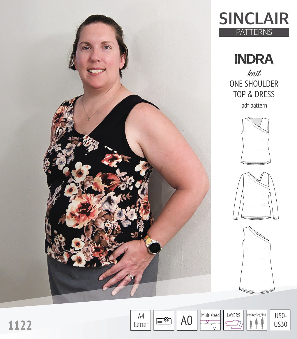 Indra one shoulder knit top (PDF sewing pattern) – Sinclair Patterns