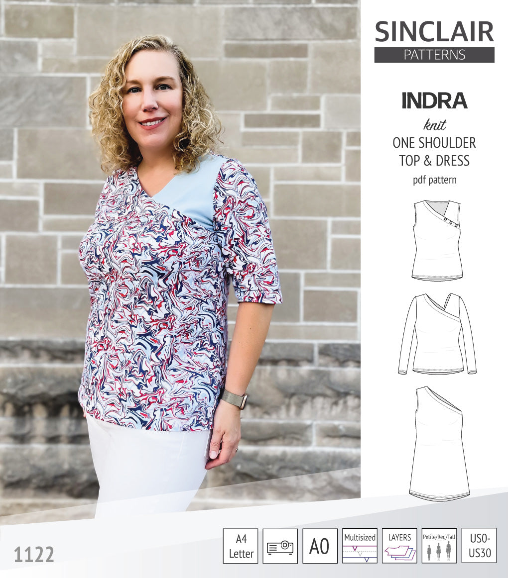 Indra one shoulder knit top (PDF sewing pattern) – Sinclair Patterns