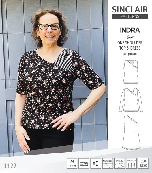 Indra one shoulder knit top (PDF sewing pattern) - Sinclair Patterns