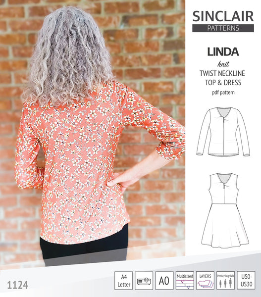 Linda twist neckline knit top and dress (PDF sewing pattern) - Sinclair ...