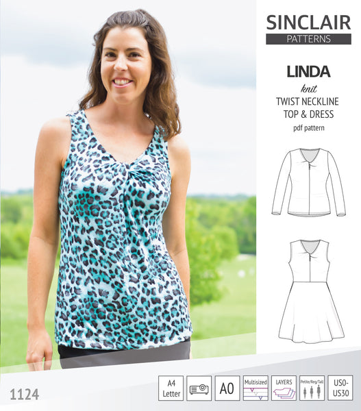 Linda twist neckline knit top and dress (PDF sewing pattern) - Sinclair ...
