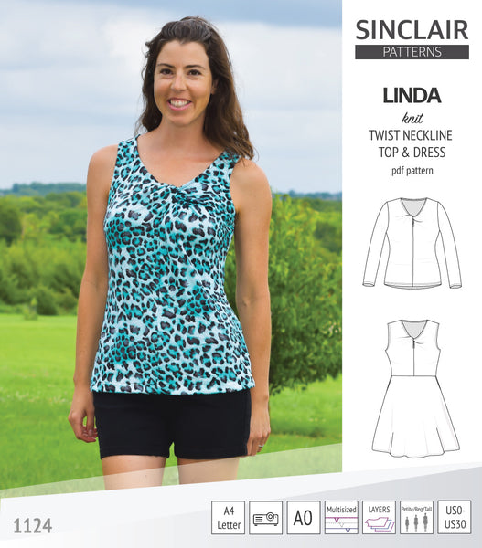 Linda twist neckline knit top and dress (PDF sewing pattern) - Sinclair ...