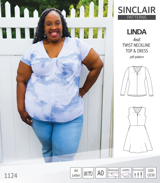 Linda twist neckline knit top and dress (PDF sewing pattern) - Sinclair ...