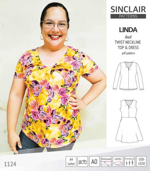 Linda twist neckline knit top and dress (PDF sewing pattern) - Sinclair ...