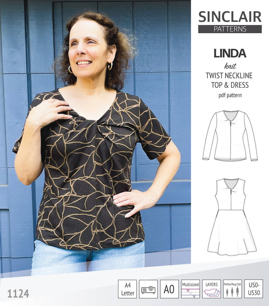 Linda twist neckline knit top and dress (PDF sewing pattern) - Sinclair ...