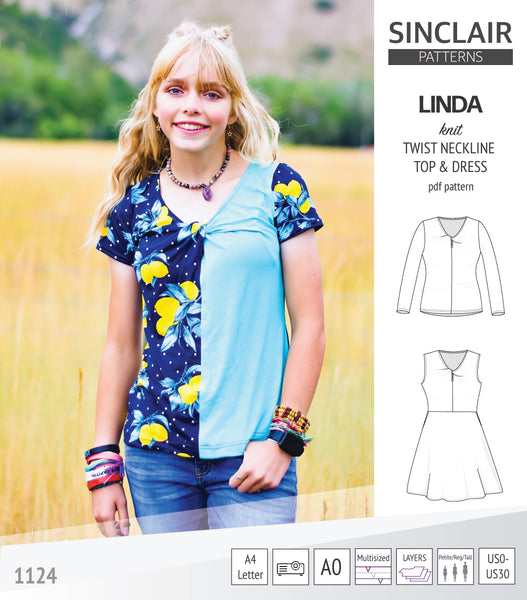 Linda twist neckline knit top and dress (PDF sewing pattern) - Sinclair ...
