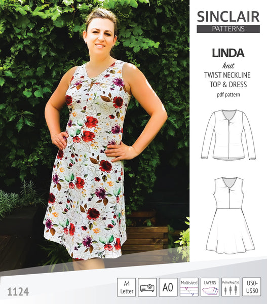 Linda twist neckline knit top and dress (PDF sewing pattern) - Sinclair ...