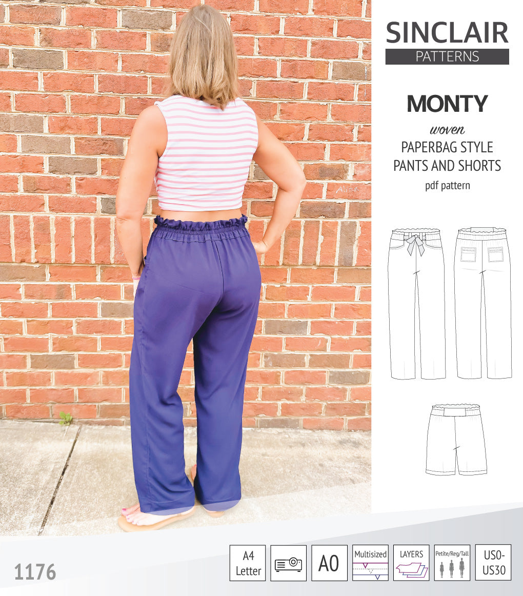 Monty paperbag waistline woven shorts and pants with ties (pdf sewing ...