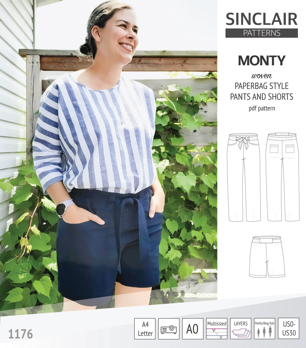 Monty paperbag waistline woven shorts and pants with ties (pdf sewing ...
