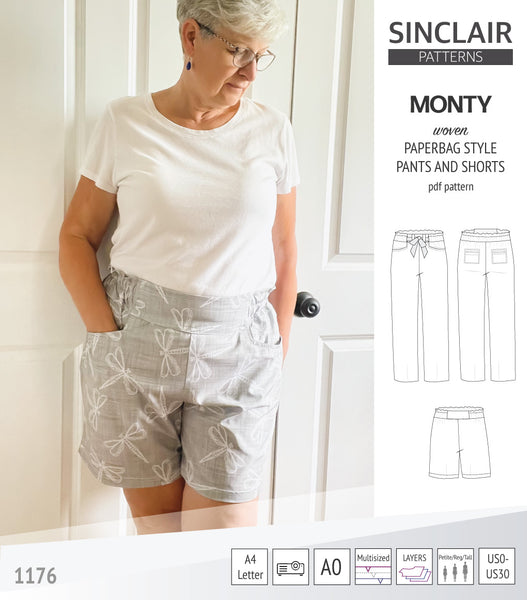 Monty paperbag waistline woven shorts and pants with ties (pdf sewing pattern) - Sinclair Patterns