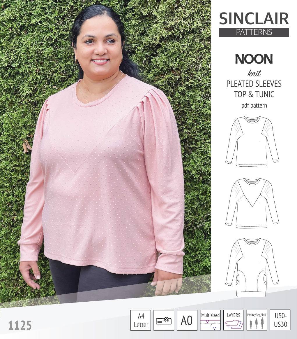 Noon pleated sleeves knit top and tunic (PDF sewing pattern) – Sinclair ...