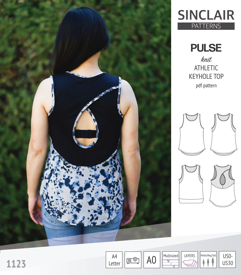Pulse athletic knit tank top with a keyhole accent (PDF sewing pattern ...