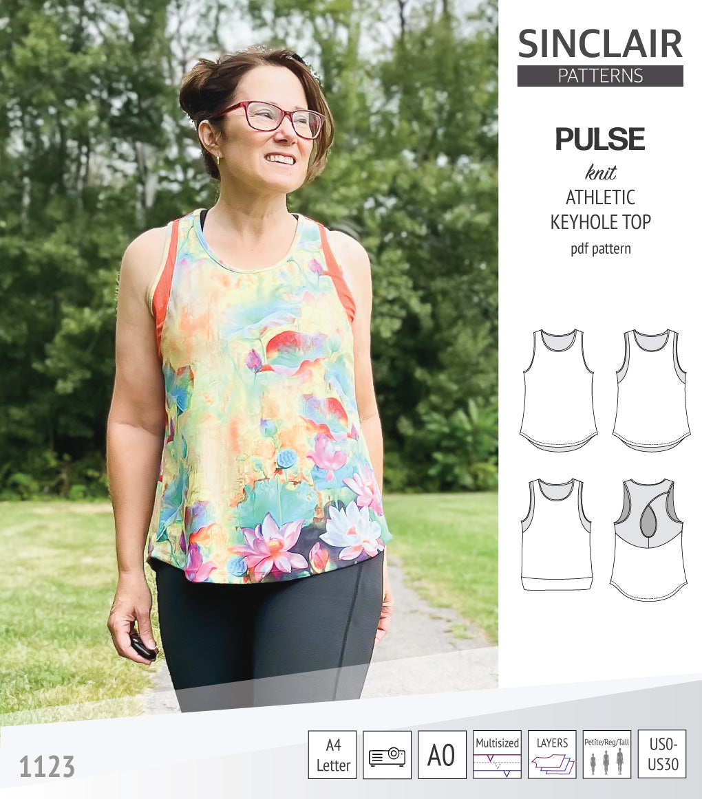 Pulse athletic knit tank top with a keyhole accent (PDF sewing pattern ...