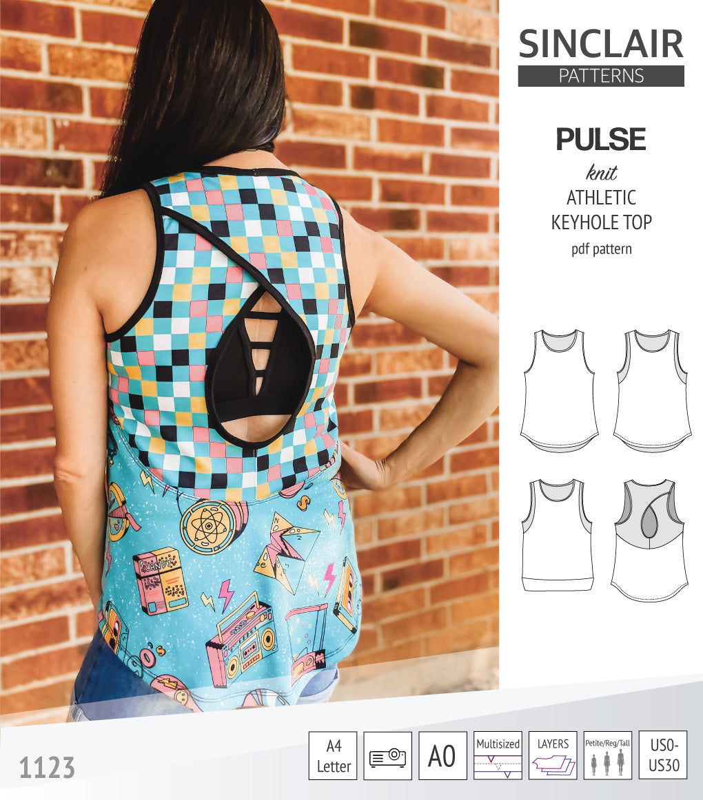 Pulse athletic knit tank top with a keyhole accent (PDF sewing pattern ...