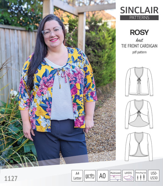 Rosy tie front or loop button knit cardigan (PDF sewing pattern ...