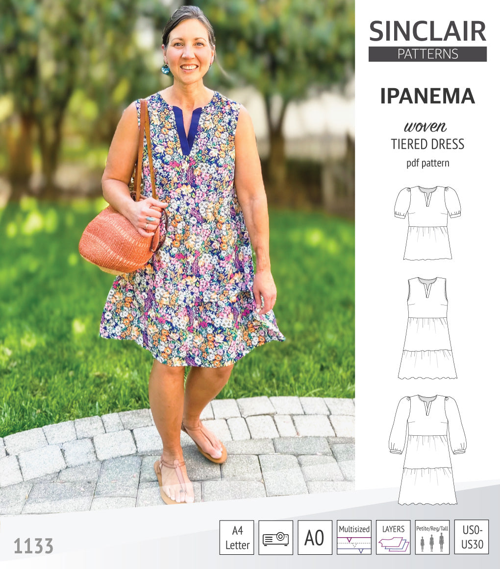 Ipanema tiered woven top and dress with a placket (PDF) – Sinclair Patterns