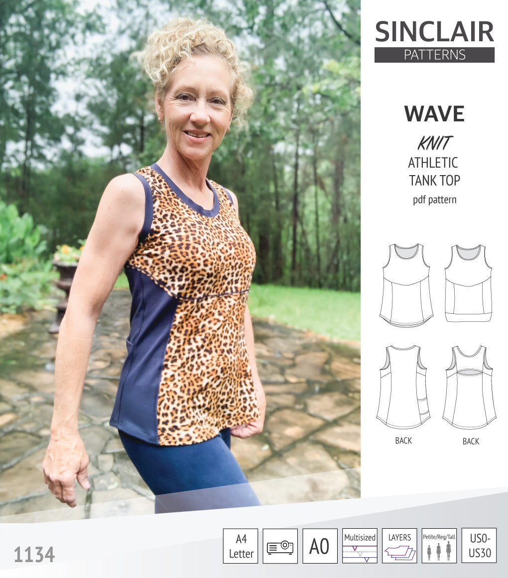 Wave fitted athletic knit tank top with waistline shaping and pockets ...