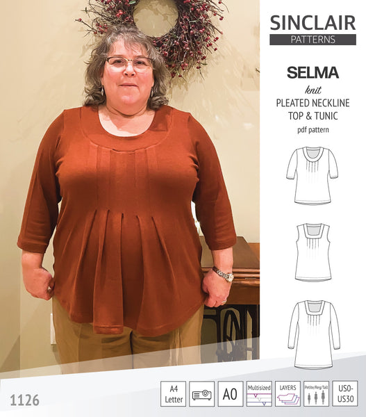 Selma knit top with round and square neckline options (PDF sewing ...