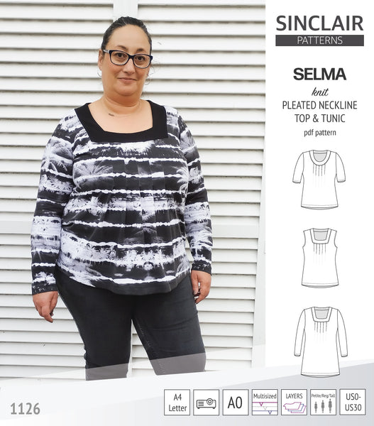 Selma knit top with round and square neckline options (PDF sewing ...