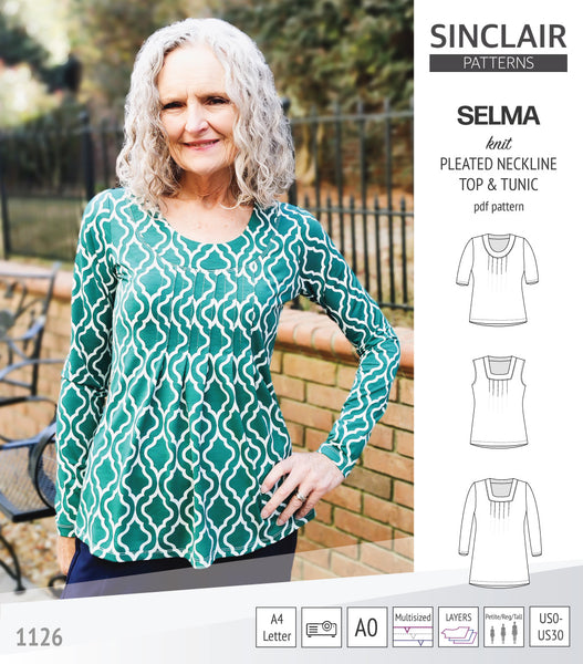 Selma knit top with round and square neckline options (PDF sewing ...