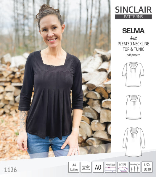 Selma knit top with round and square neckline options (PDF sewing ...