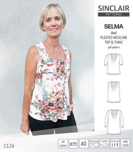 Selma knit top with round and square neckline options (PDF sewing ...