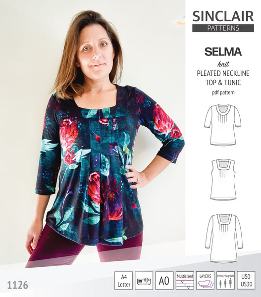 Selma knit top with round and square neckline options (PDF sewing ...