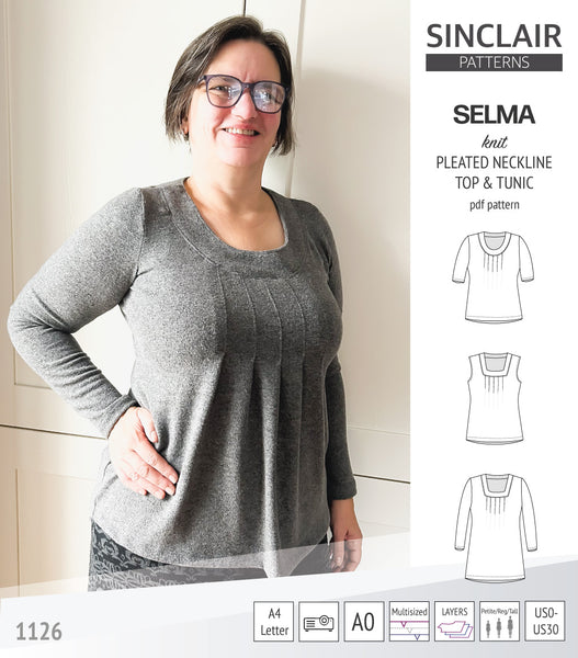 Selma knit top with round and square neckline options (PDF sewing ...