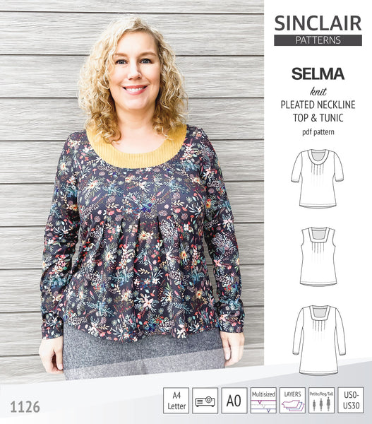 Selma knit top with round and square neckline options (PDF sewing ...