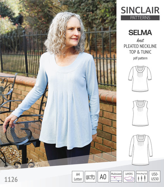 Selma knit top with round and square neckline options (PDF sewing ...