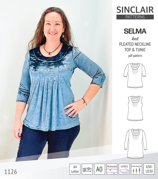Selma knit top with round and square neckline options (PDF sewing ...