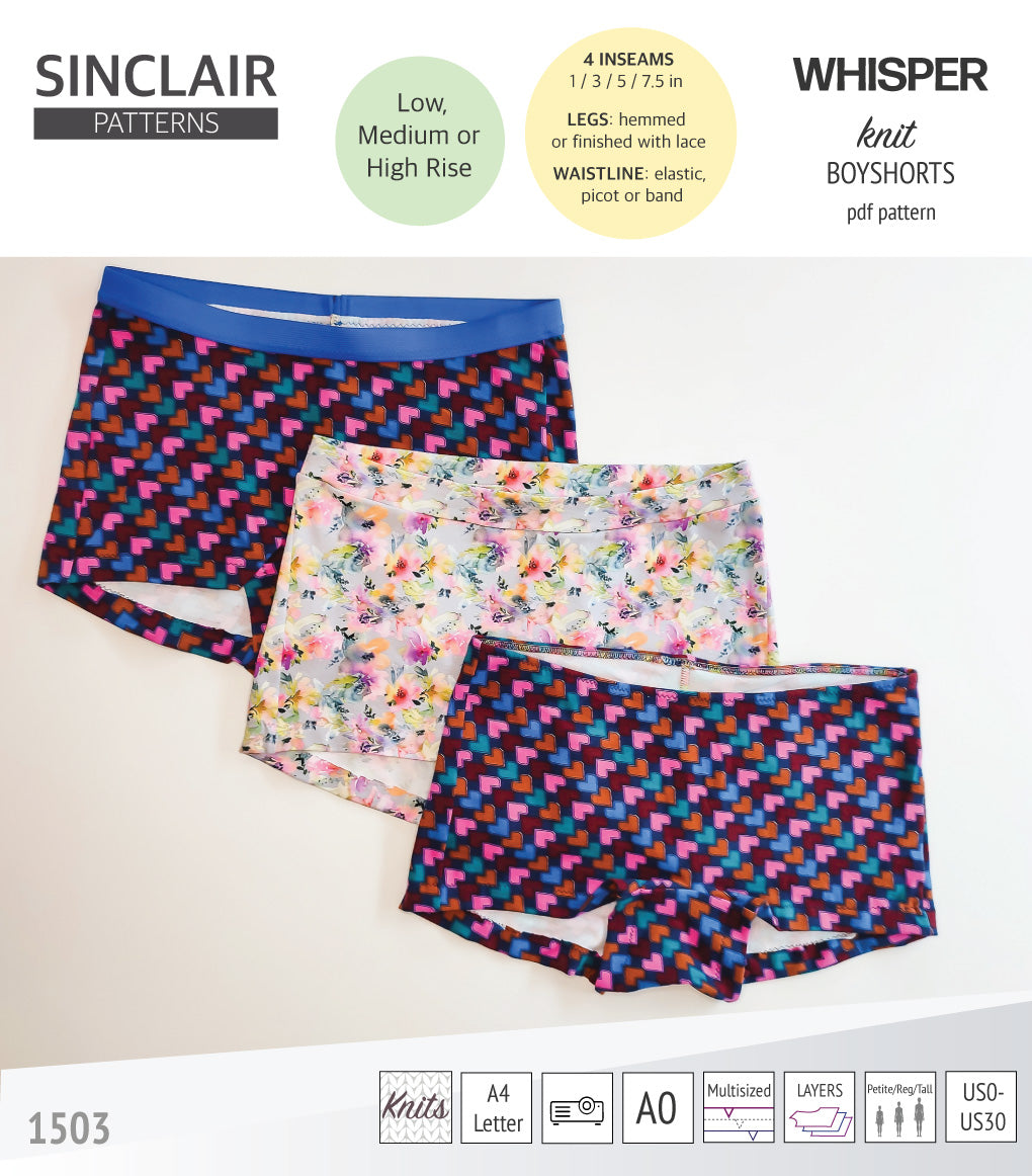 Whisper no front seam long gusset boyshorts for women pdf sewing ...