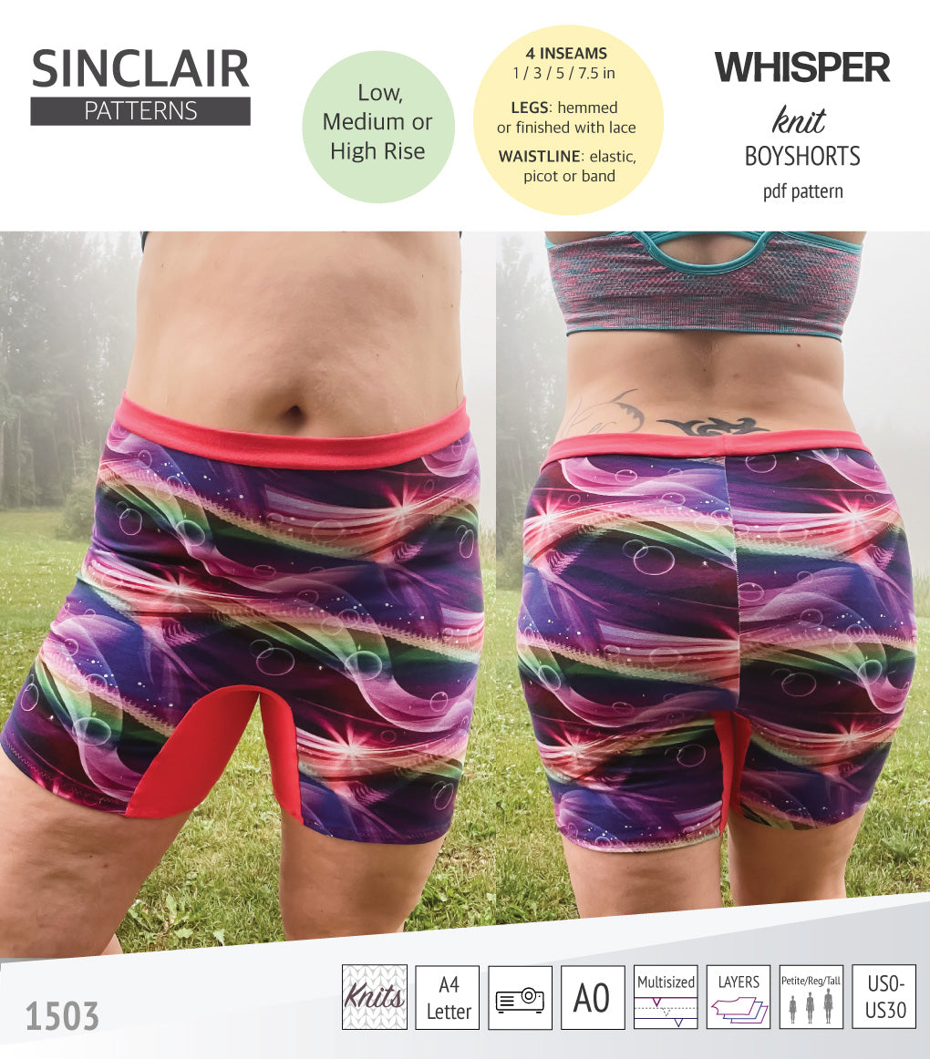 Whisper no front seam long gusset boyshorts for women pdf sewing ...