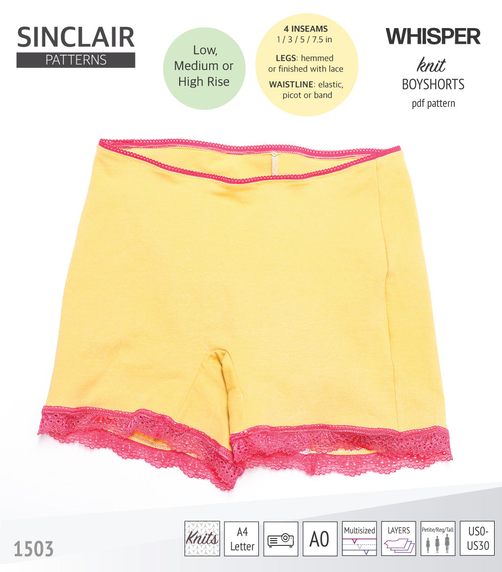 Whisper no front seam long gusset boyshorts for women pdf sewing ...