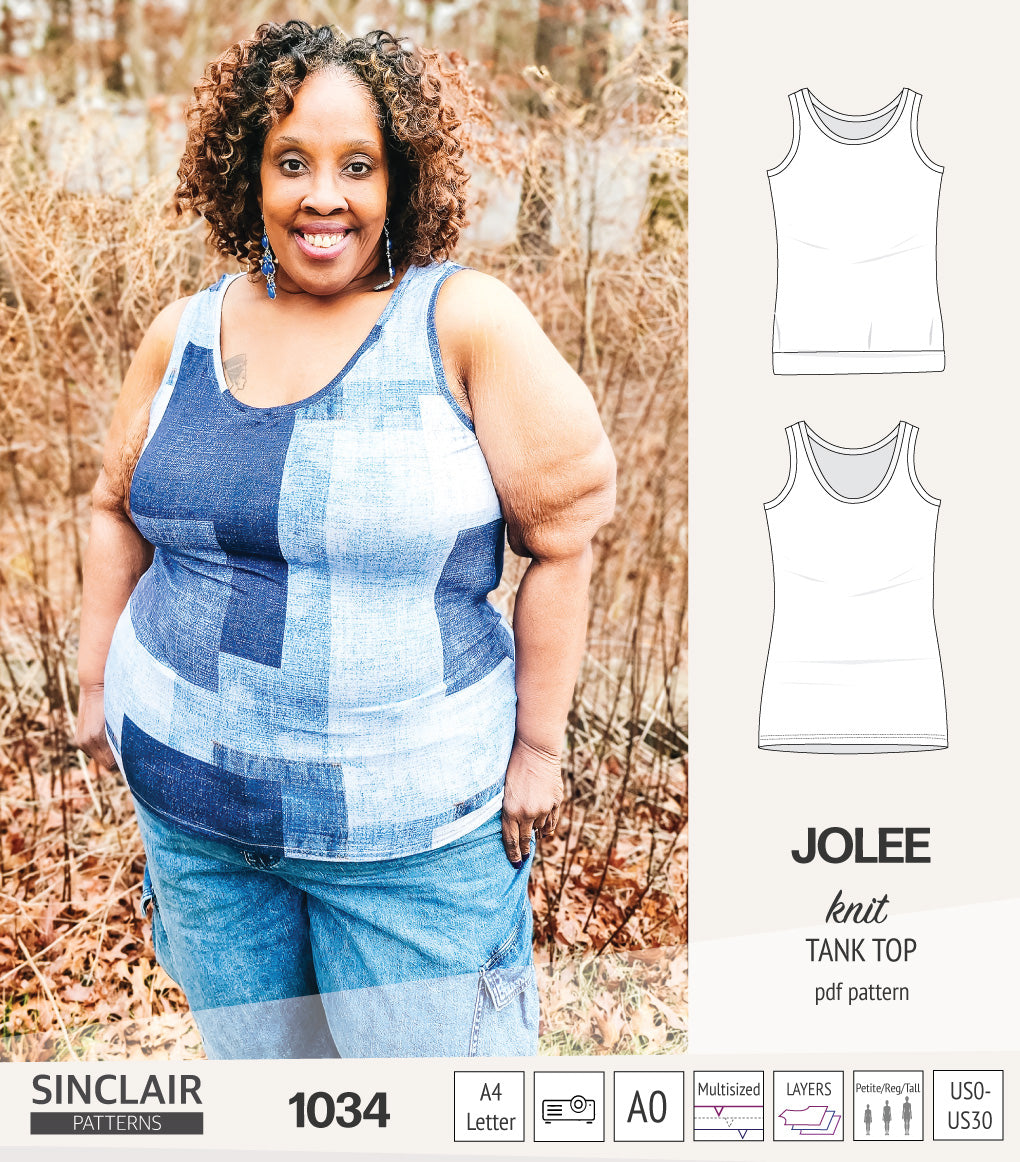 Jolee knit longline tank top sewing pattern (PDF) – Sinclair Patterns