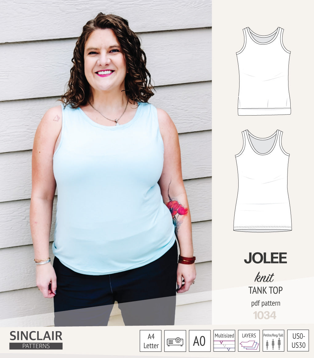 Jolee knit longline tank top sewing pattern (PDF) – Sinclair Patterns