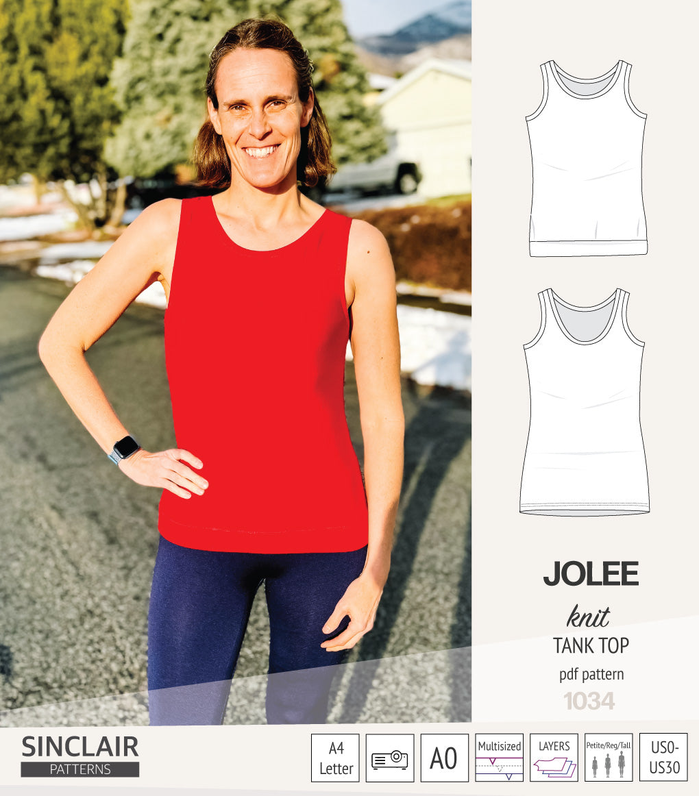 Jolee knit longline tank top sewing pattern (PDF) – Sinclair Patterns