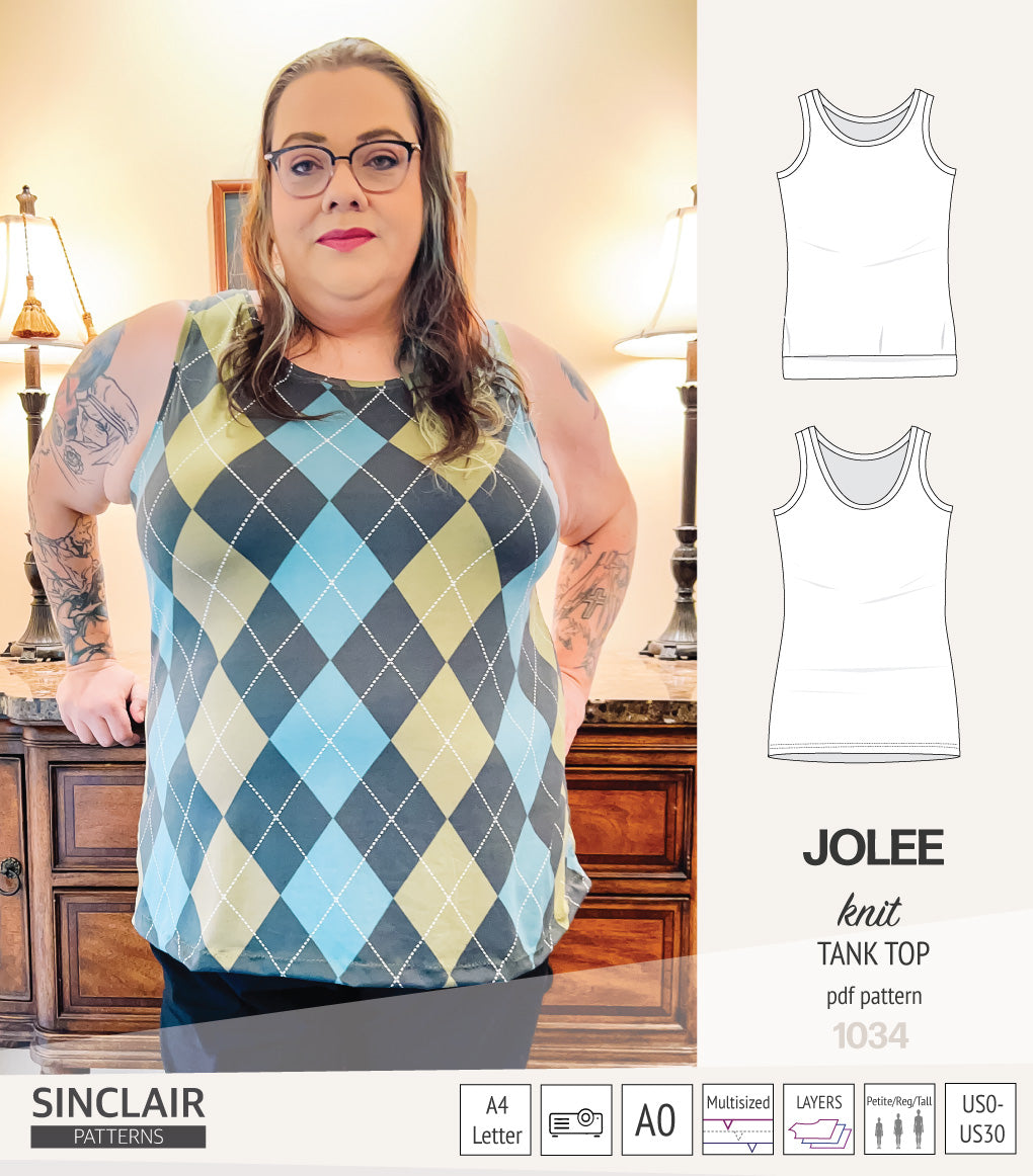 Jolee knit longline tank top sewing pattern (PDF) – Sinclair Patterns