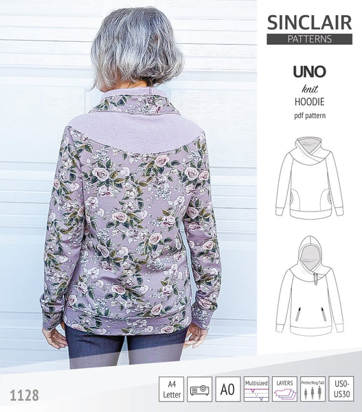Uno hoodie with a round yoke (pdf sewing pattern) - Sinclair Patterns