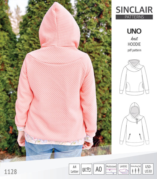 Uno hoodie with a round yoke (pdf sewing pattern) - Sinclair Patterns