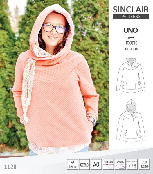 Uno hoodie with a round yoke (pdf sewing pattern) - Sinclair Patterns