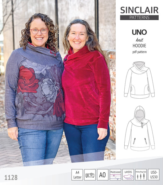 Uno hoodie with a round yoke (pdf sewing pattern) - Sinclair Patterns