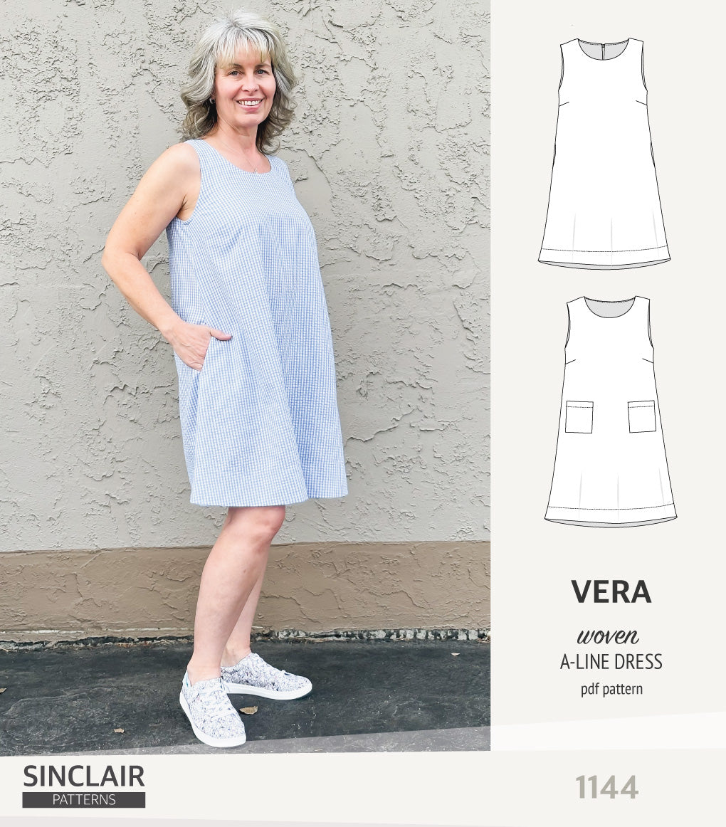Vera A-line woven dress with pockets (PDF) – Sinclair Patterns